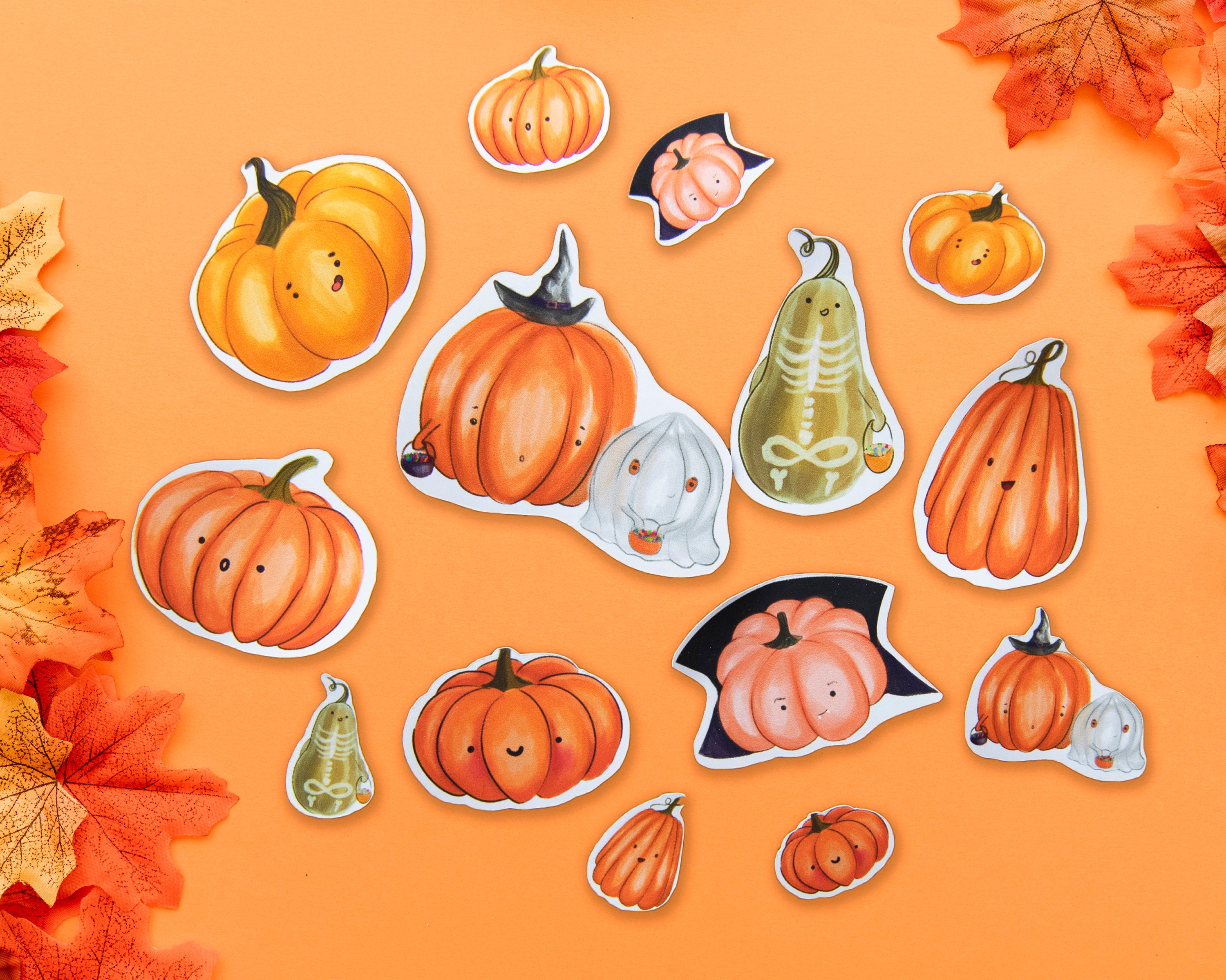 Cute Halloween Pumpkin Sticker Set Autumn Planner Stickers - Etsy