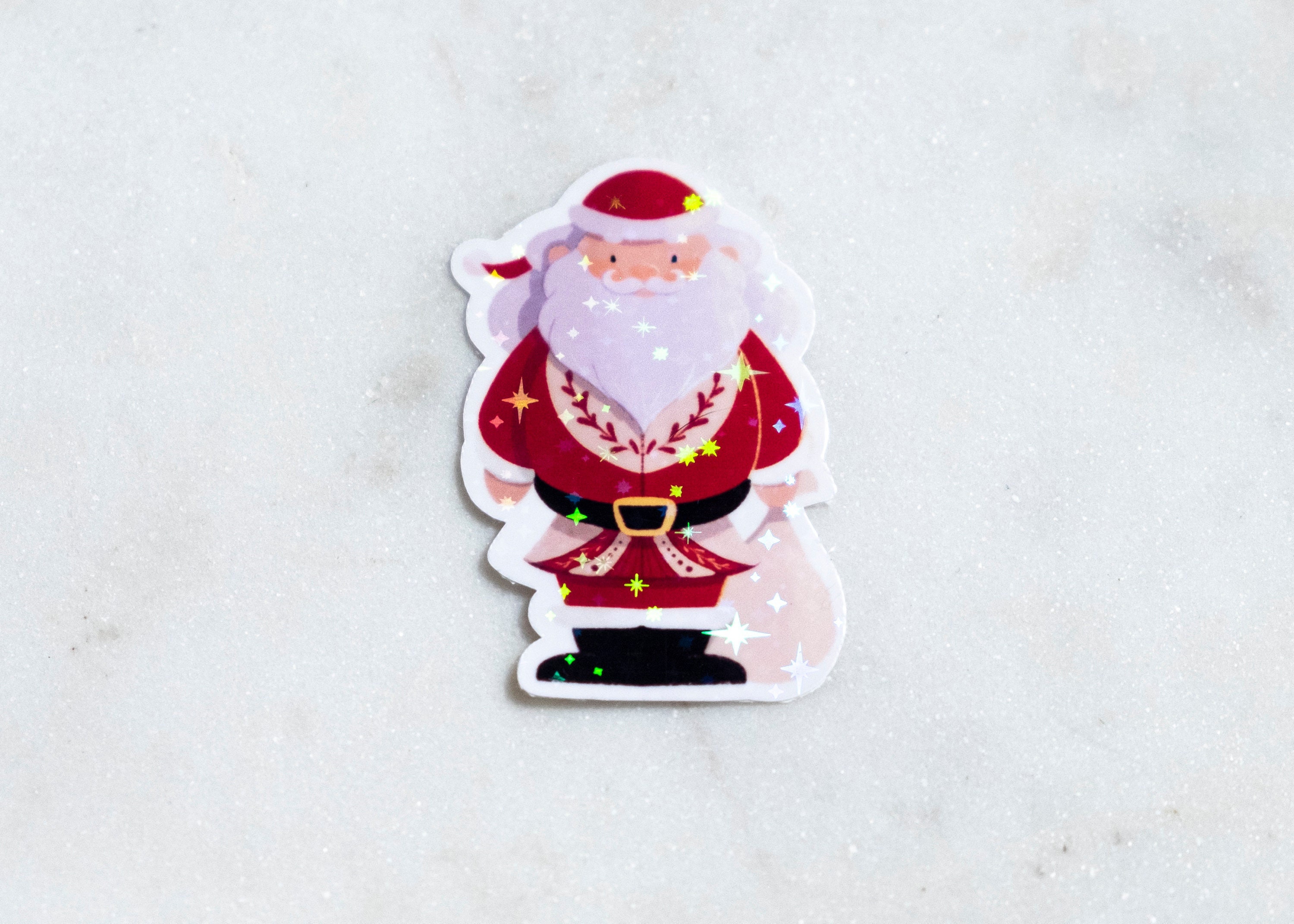 Santa Claus Die Cut Sticker Cute Santa Glitter Christmas - Etsy