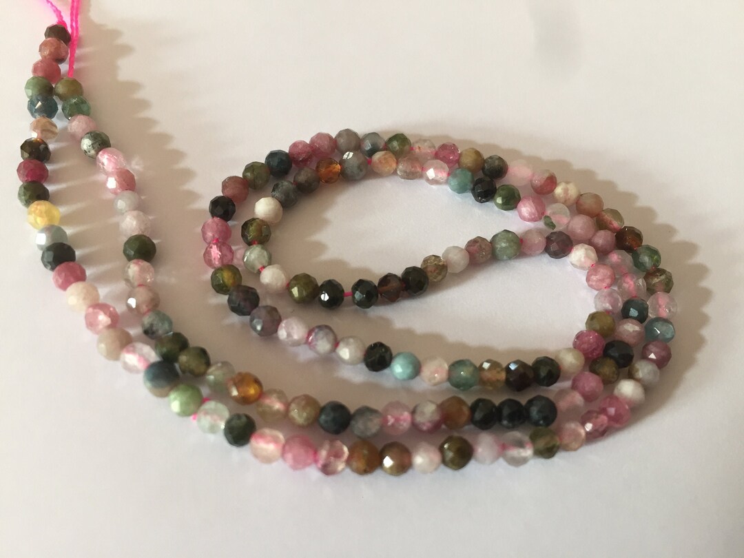 Tourmaline facettée naturelle 3/3,2 mm, 10 perles Tourmaline facette ...