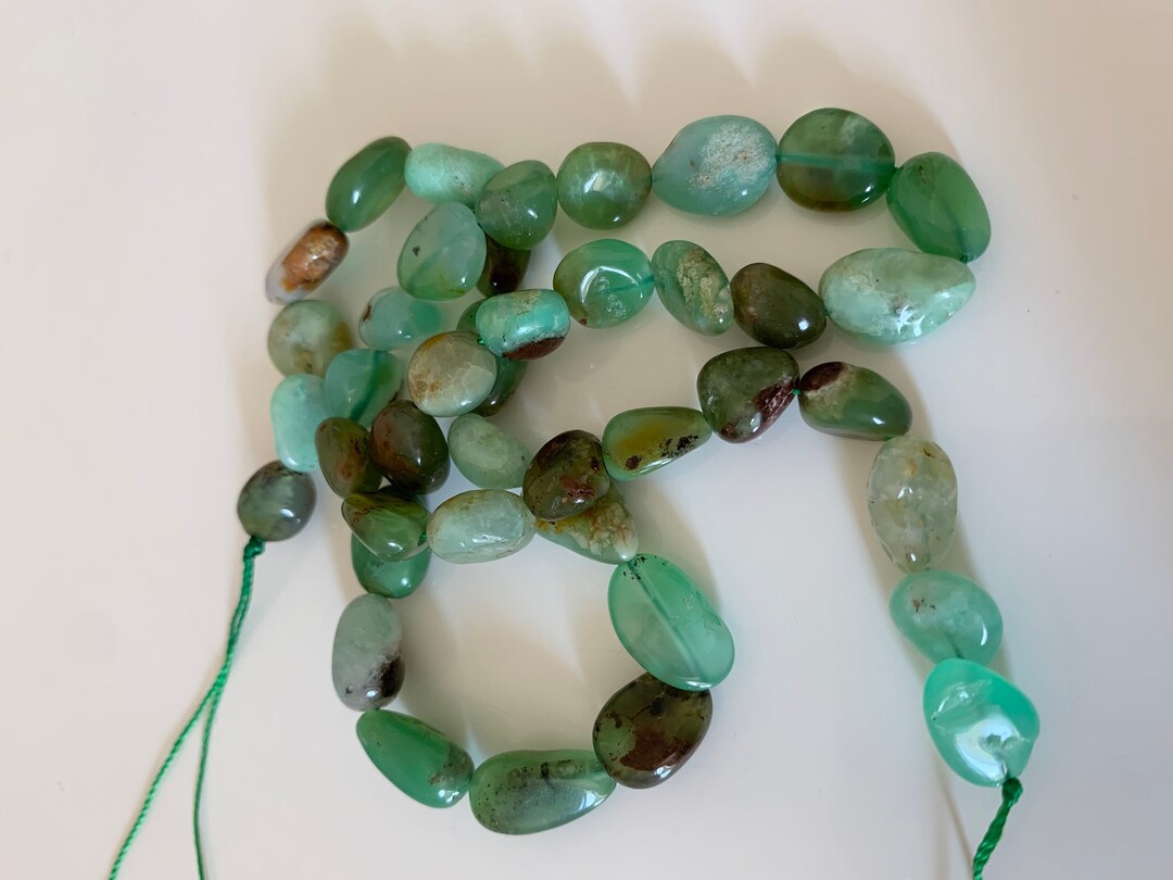 5 "pebbles" Beads 8/10mm Chrysoprase, 5 Irregular Free-form Beads ...