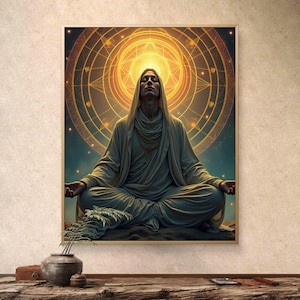 Sacred Geometry Meditation AI Art | Spiritual Wall Decor | A2 & A3 ...