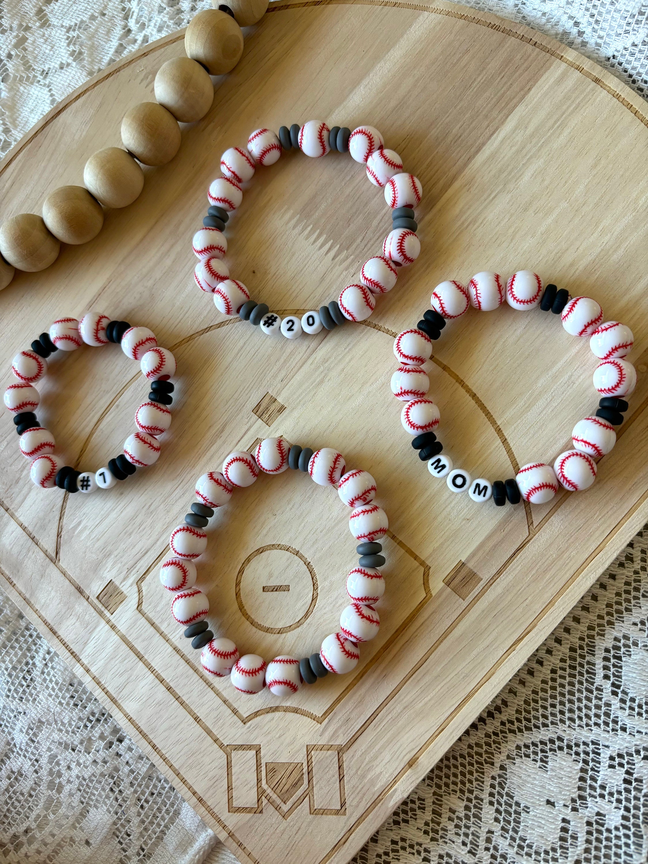 Custom Baseball Bracelets- Beaded Bracelets- Baseball Season- Jewelry ...