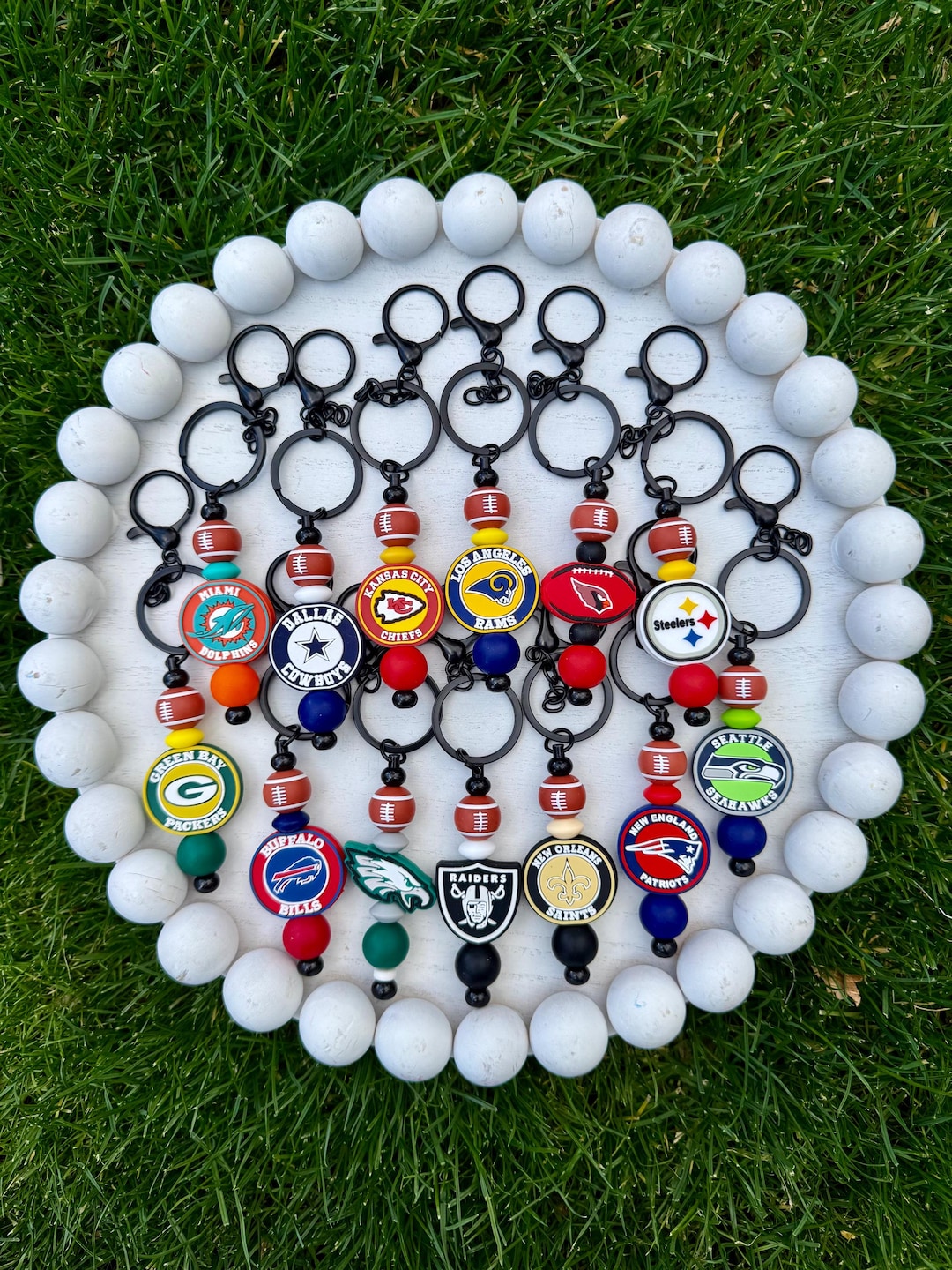 Football Team Keychain - Silicone Beads, Purse Charm - Etsy