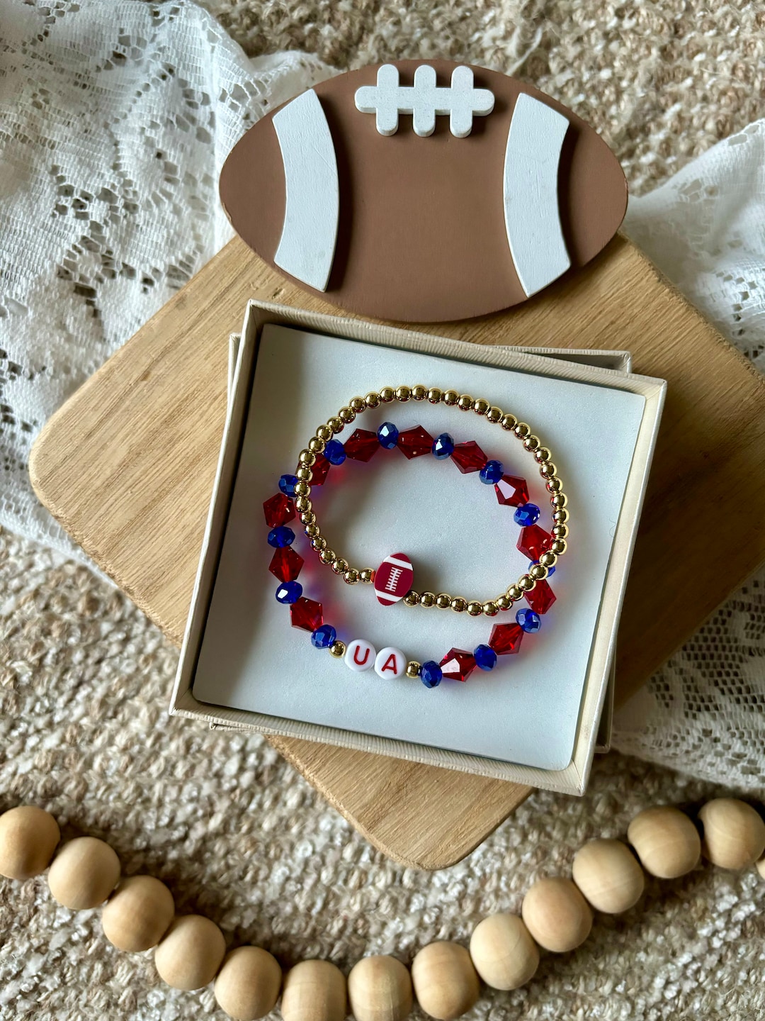 UA Inspired Football 18k Gold Filled Stackable Bracelets College ...