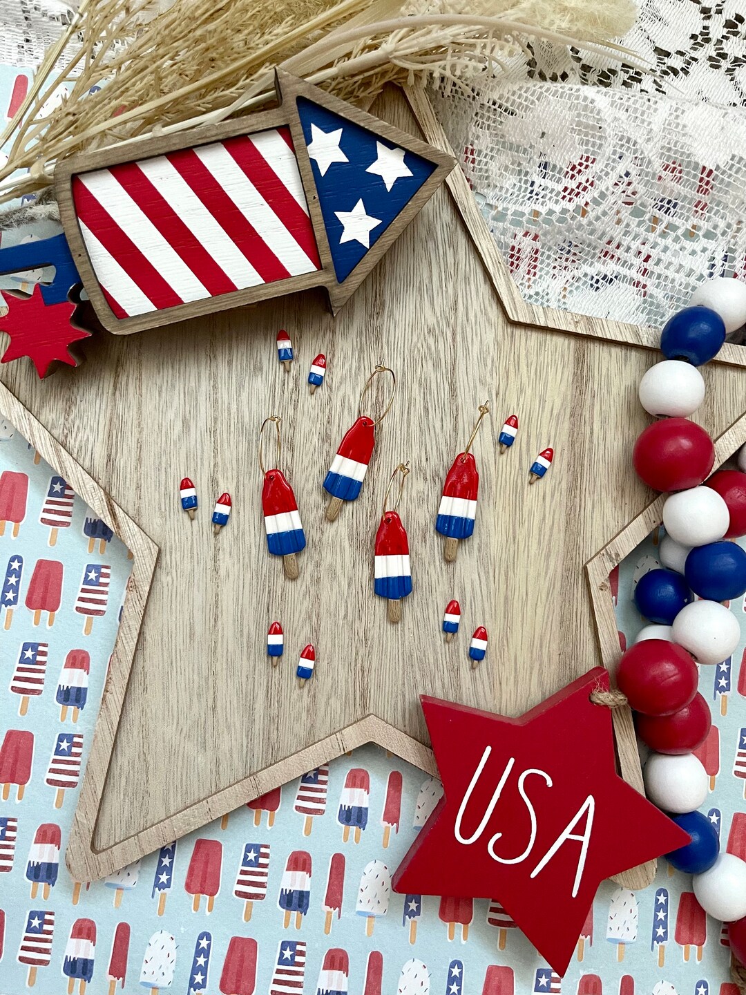 Freedom Pop Hoops & Studs Fourth of July-red White and Blue America ...