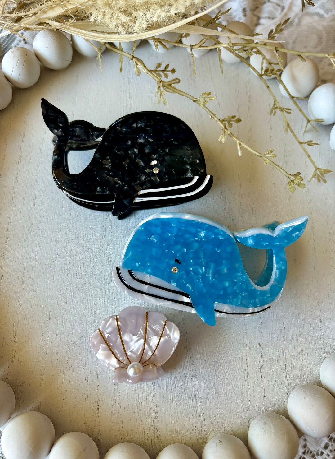 Nautical Whale & Seashell Hair Clips: Summer Beach Accessories - Etsy