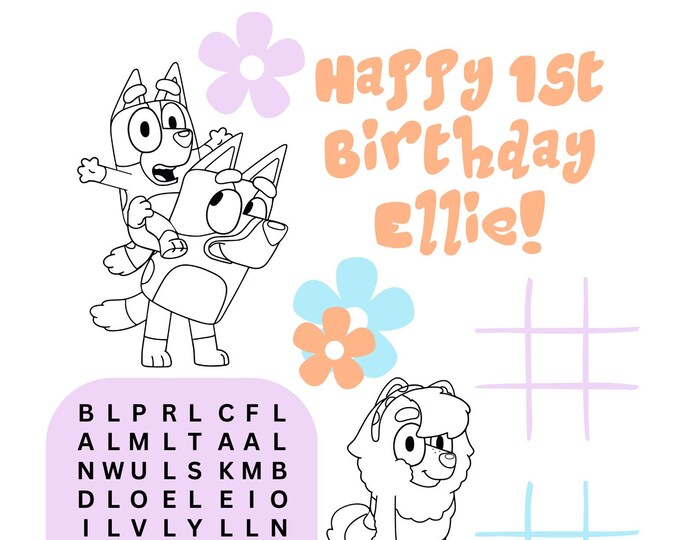 Girl Bluey Birthday Activity Page, Printable Girl Bluey Birthday Kit ...