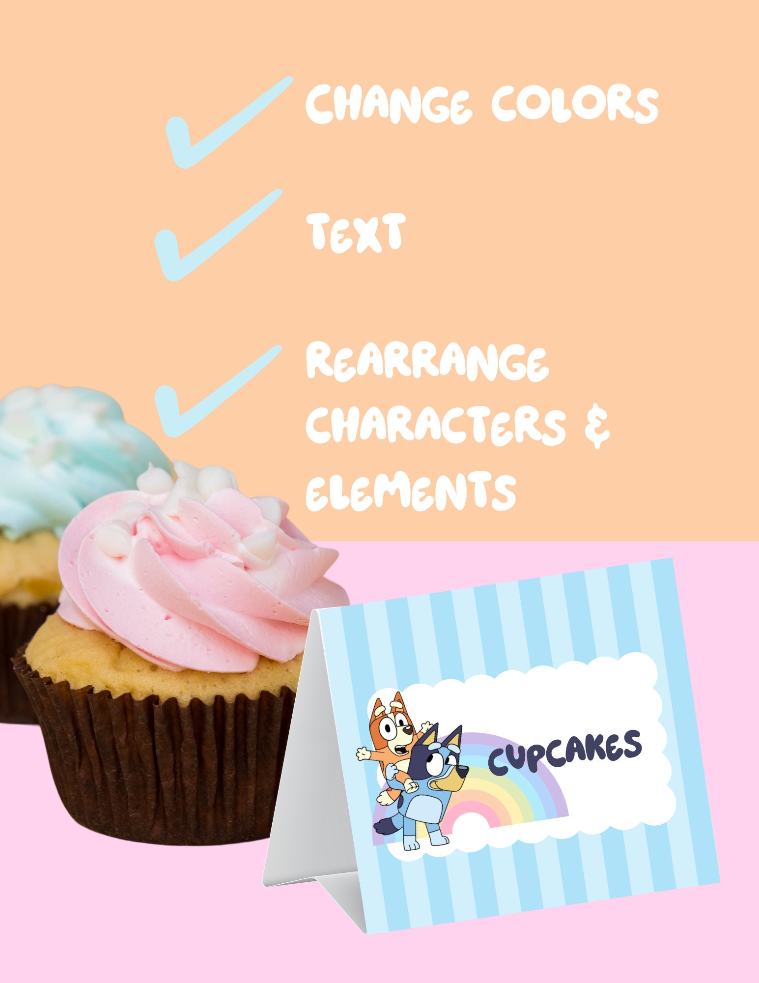 12 Different Bluey and Bingo Birthday Party Place Cards,bluey Food ...