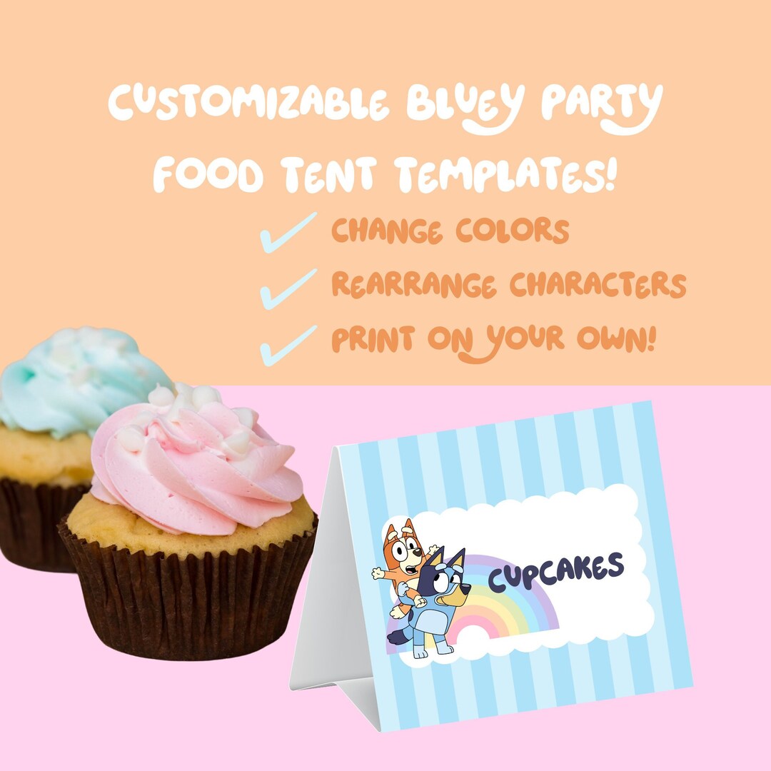 12 Different Bluey and Bingo Birthday Party Place Cards,bluey Food ...