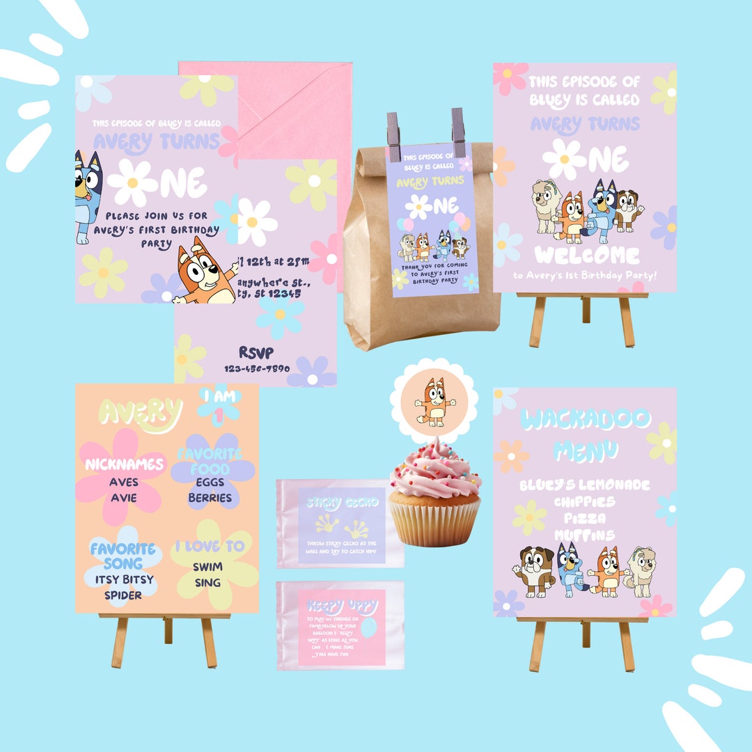 Girl Bluey Party, Bluey Birthday Bundle, Printable Bluey Birthday Kit ...