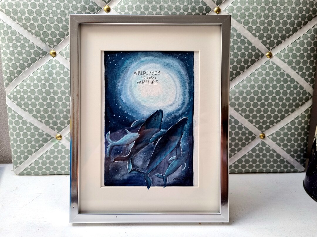 Welcome Original Watercolor With Passepartout and Frame 18 X 24 Cm - Etsy