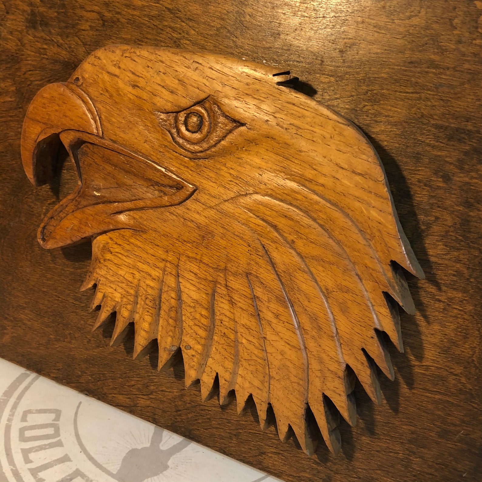 Vintage Wood 3D Carved Eagle Head Wall Hanging Plaque | Etsy