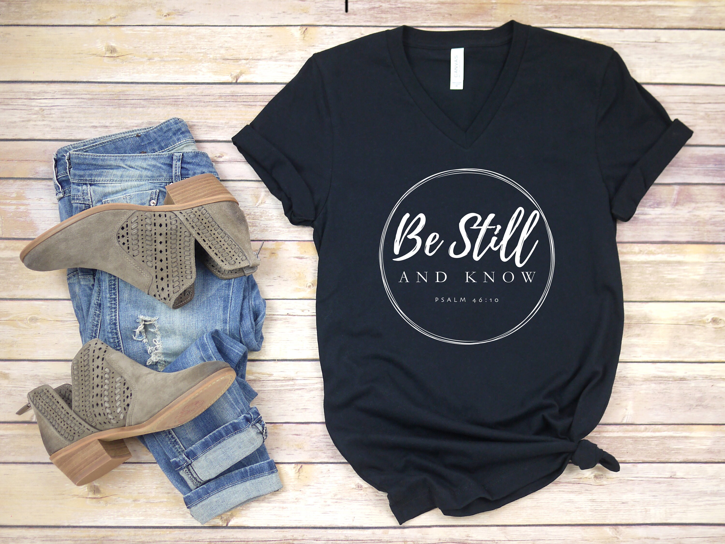 Be Still and Know Women's V-neck T Shirt/ Christian - Etsy