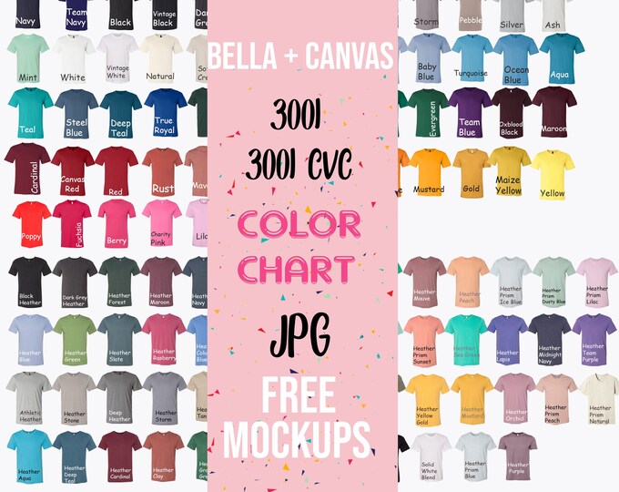 Bella Canvas 3001/3001 CVC Color Chart JPG Free Mokup - Etsy