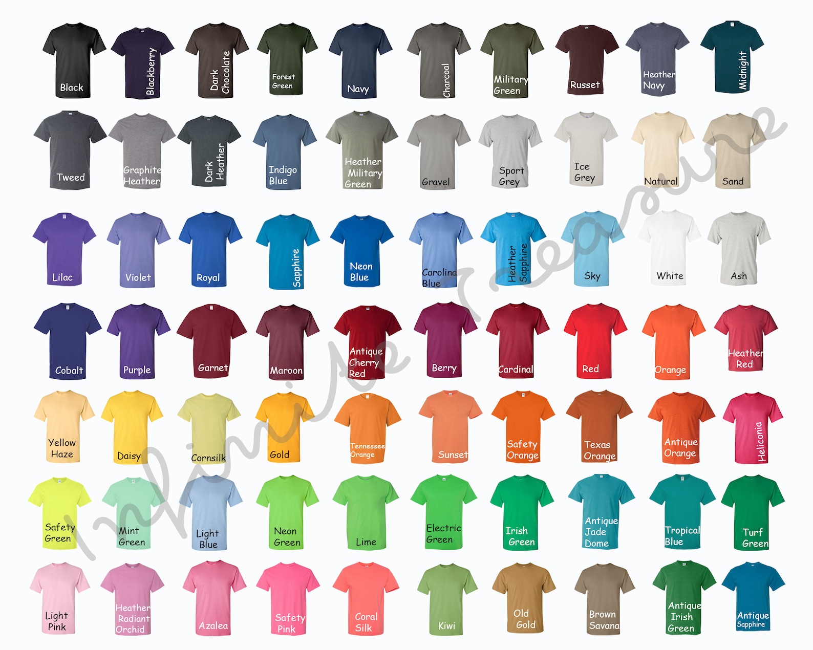 Gildan Color Chart 5000