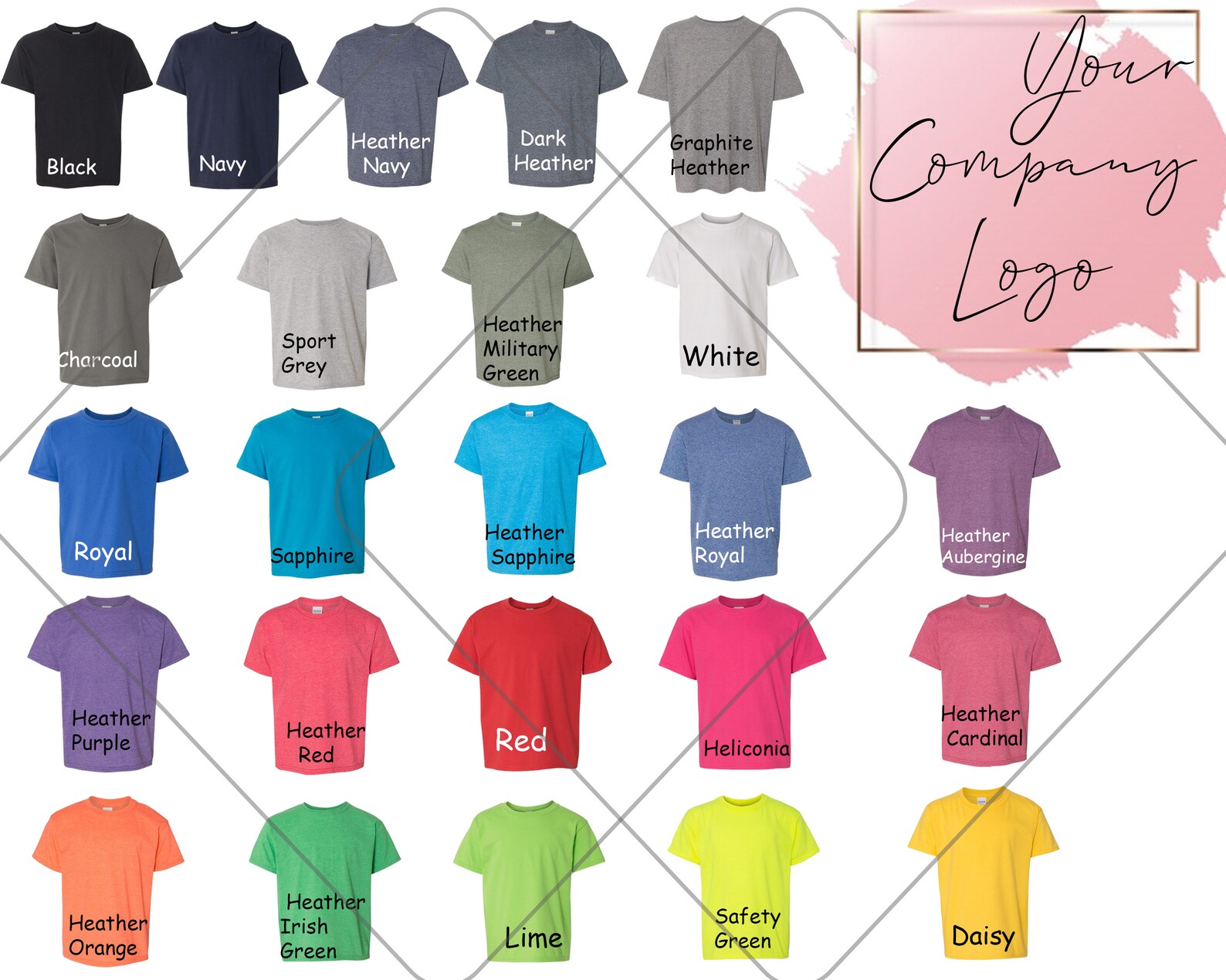 Gildan 64500B Color Chart Softstyle Youth T Shirt Etsy