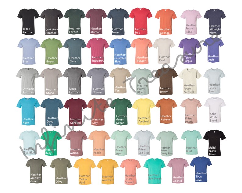 Free 5034 Bella Canvas Color Chart 3001 Yellowimages Mockups