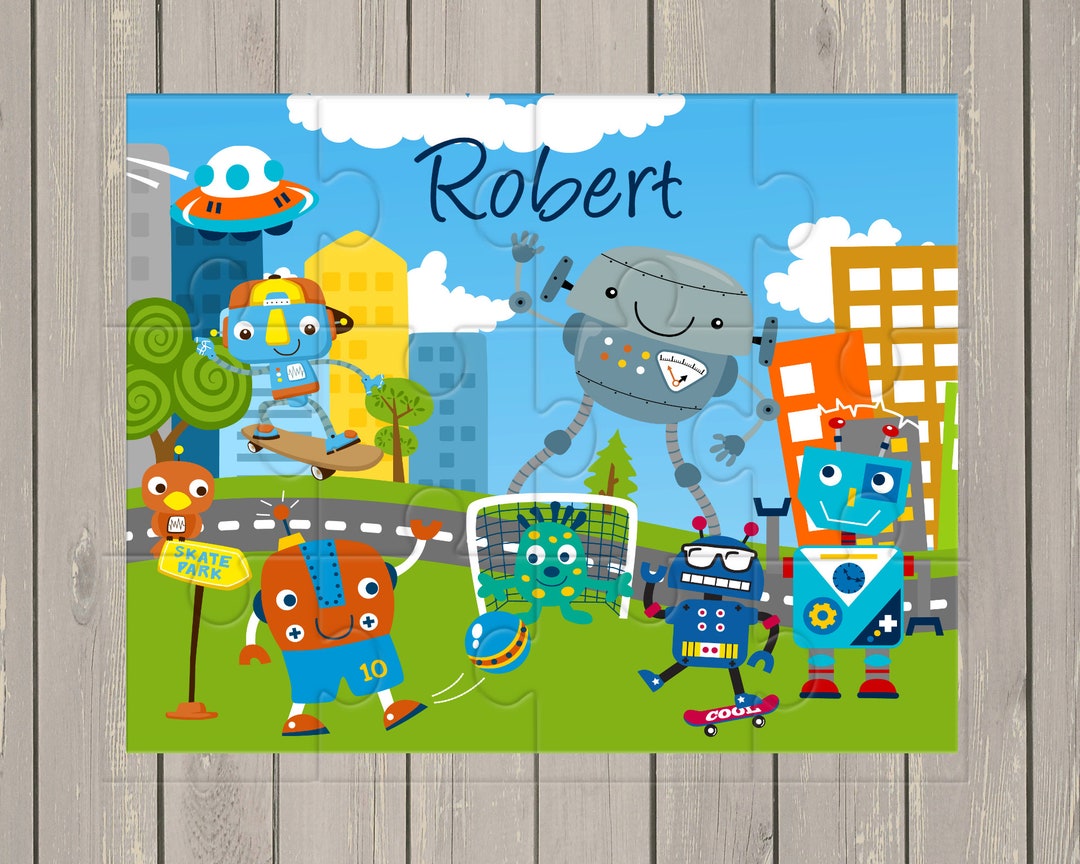 Personalised Robot Jigsaw Puzzle. Gifts for Children, Party Favours ...