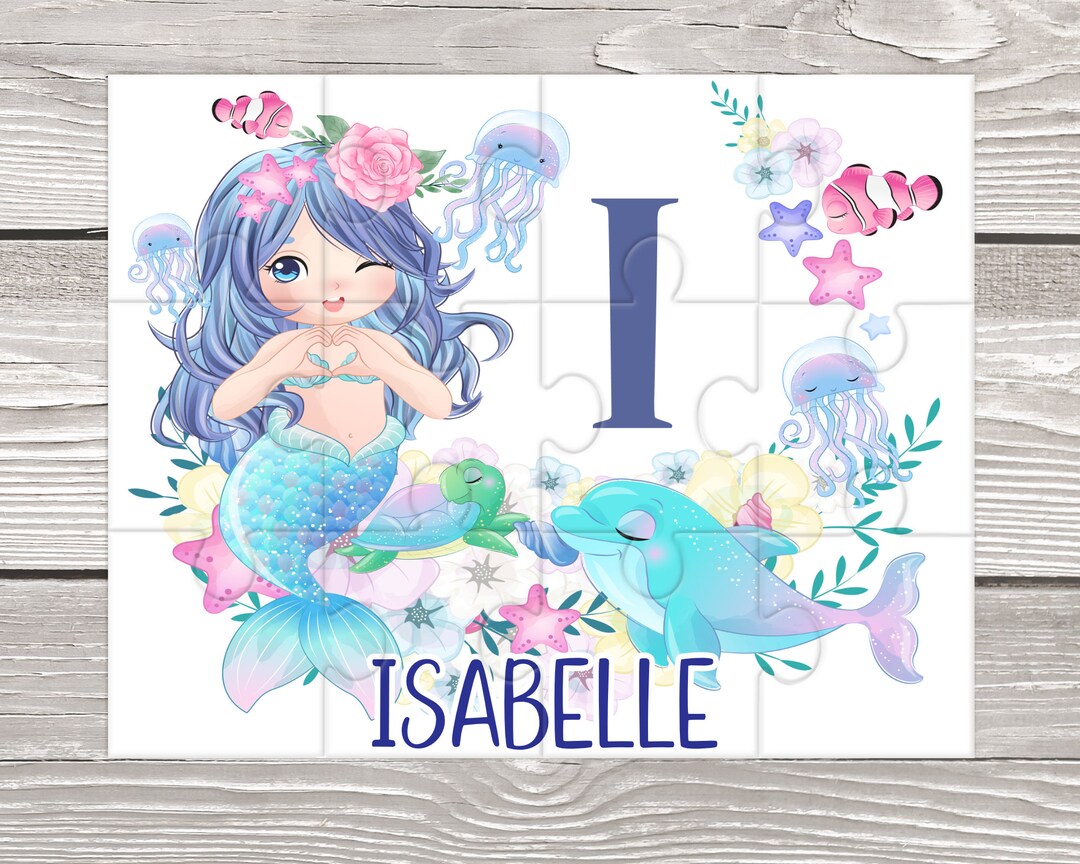 Personalised Mermaid Alphabet Jigsaw Puzzle, Mermaid Gift, Party ...