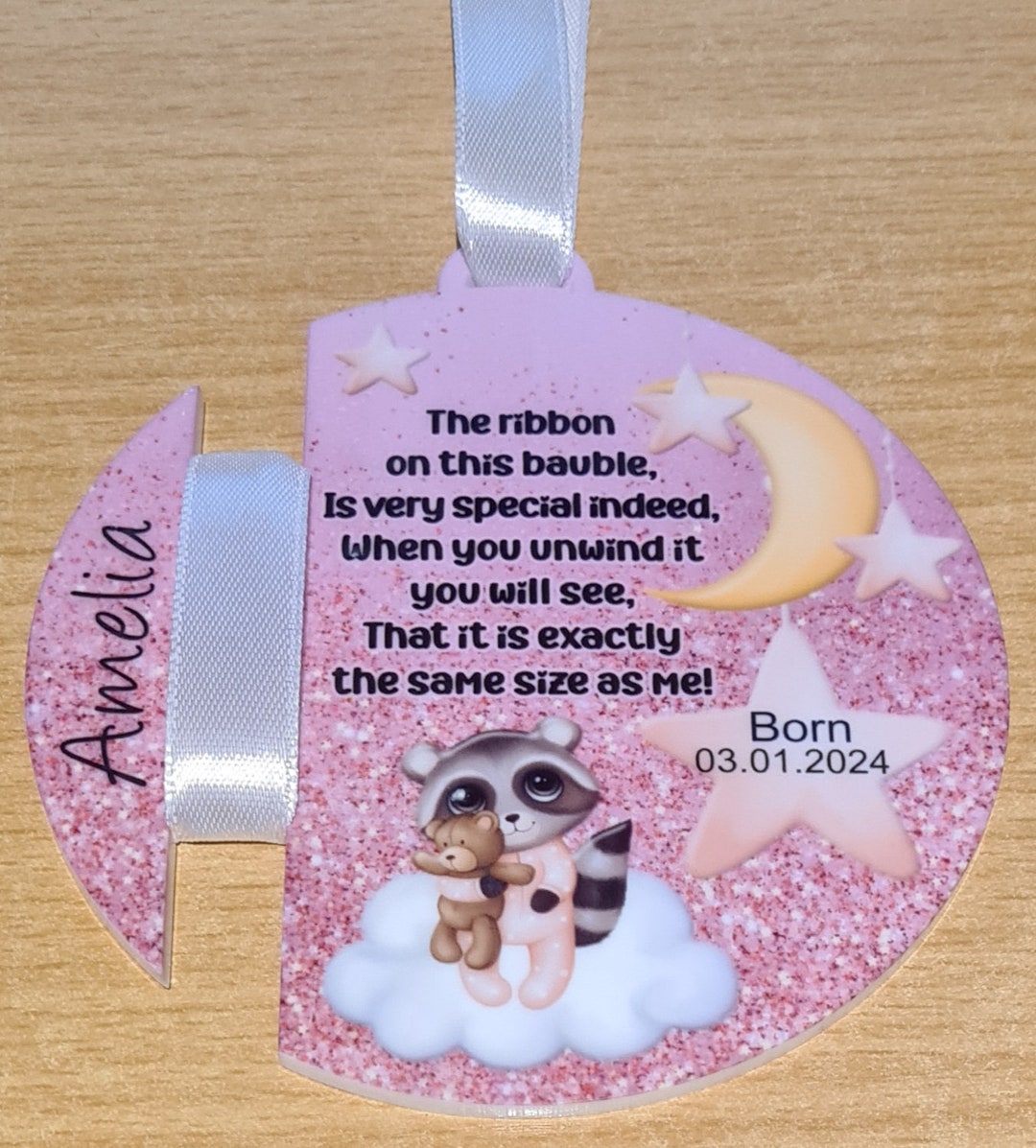 Personaled Baby Height Memory Bauble, Baby Keepsake Gift, Ribbon ...
