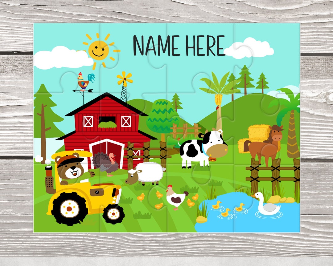 Personalised Farm Animals Jigsaw Puzzle, Personalised, Gift for ...