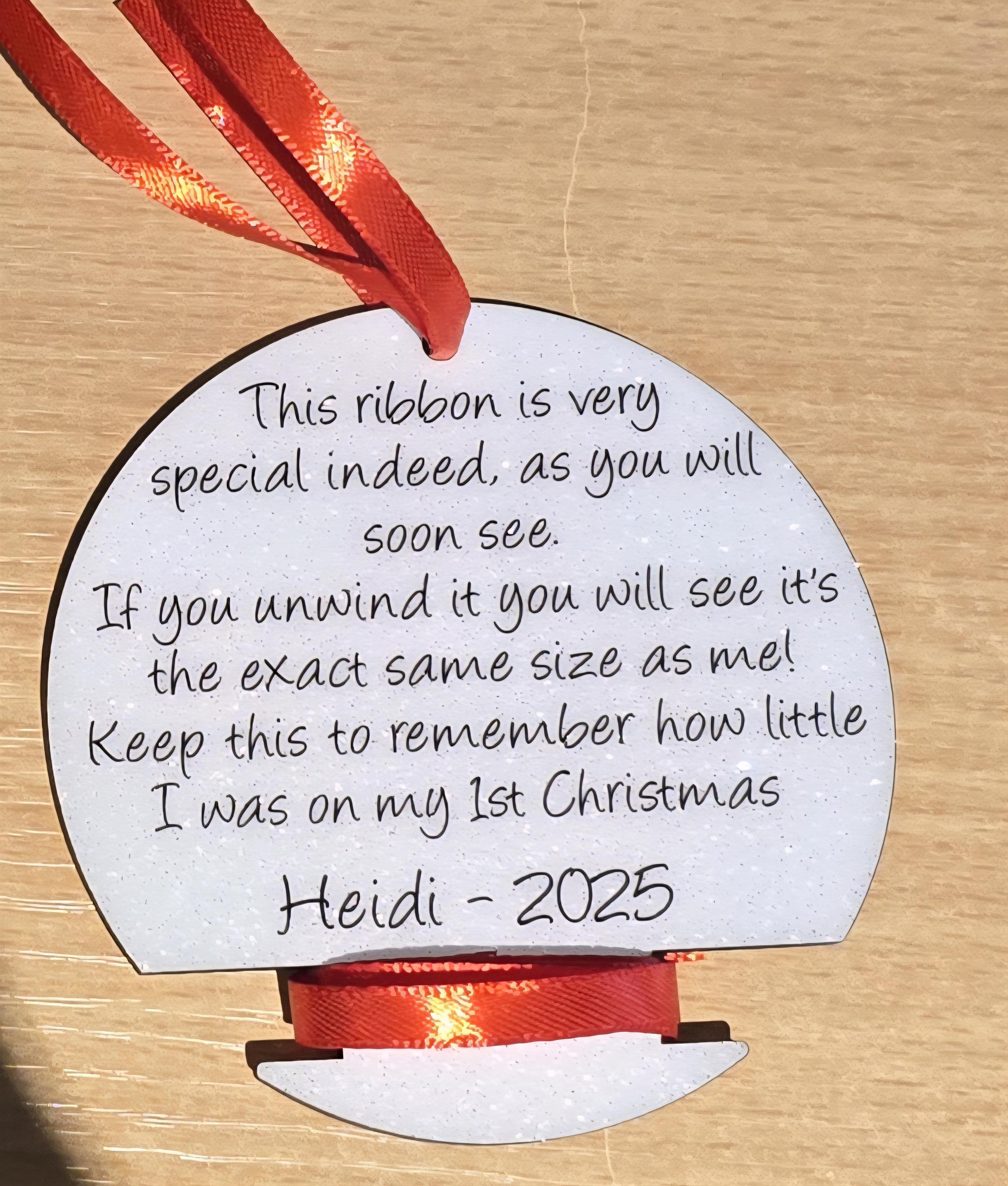 Personalised Height Memory Bauble - Keepsake Gift - Ribbon Measurement ...