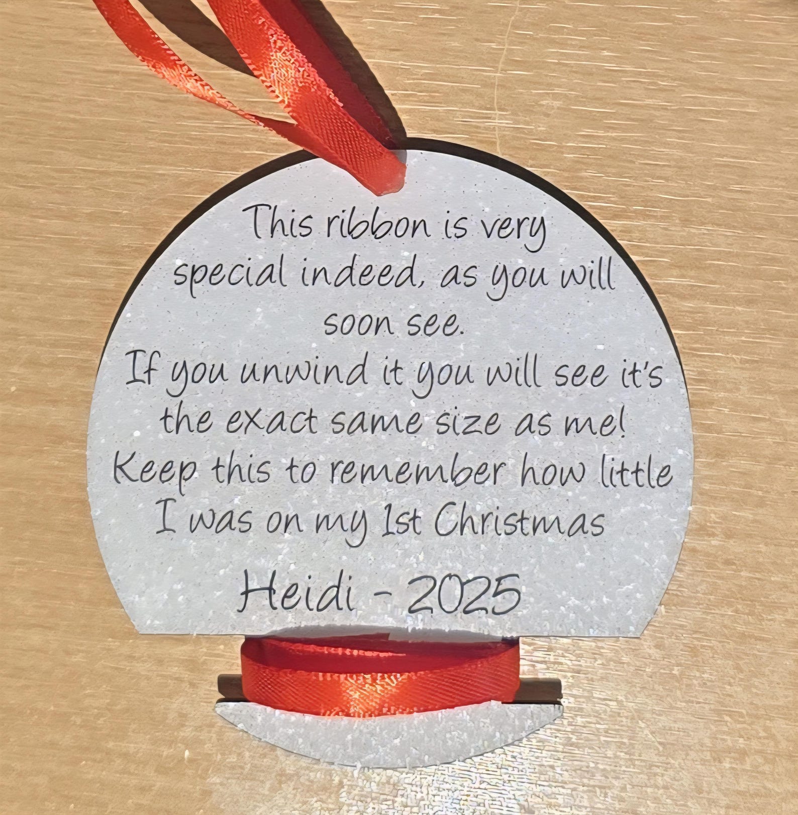 Personalised Height Memory Bauble - Keepsake Gift - Ribbon Measurement ...
