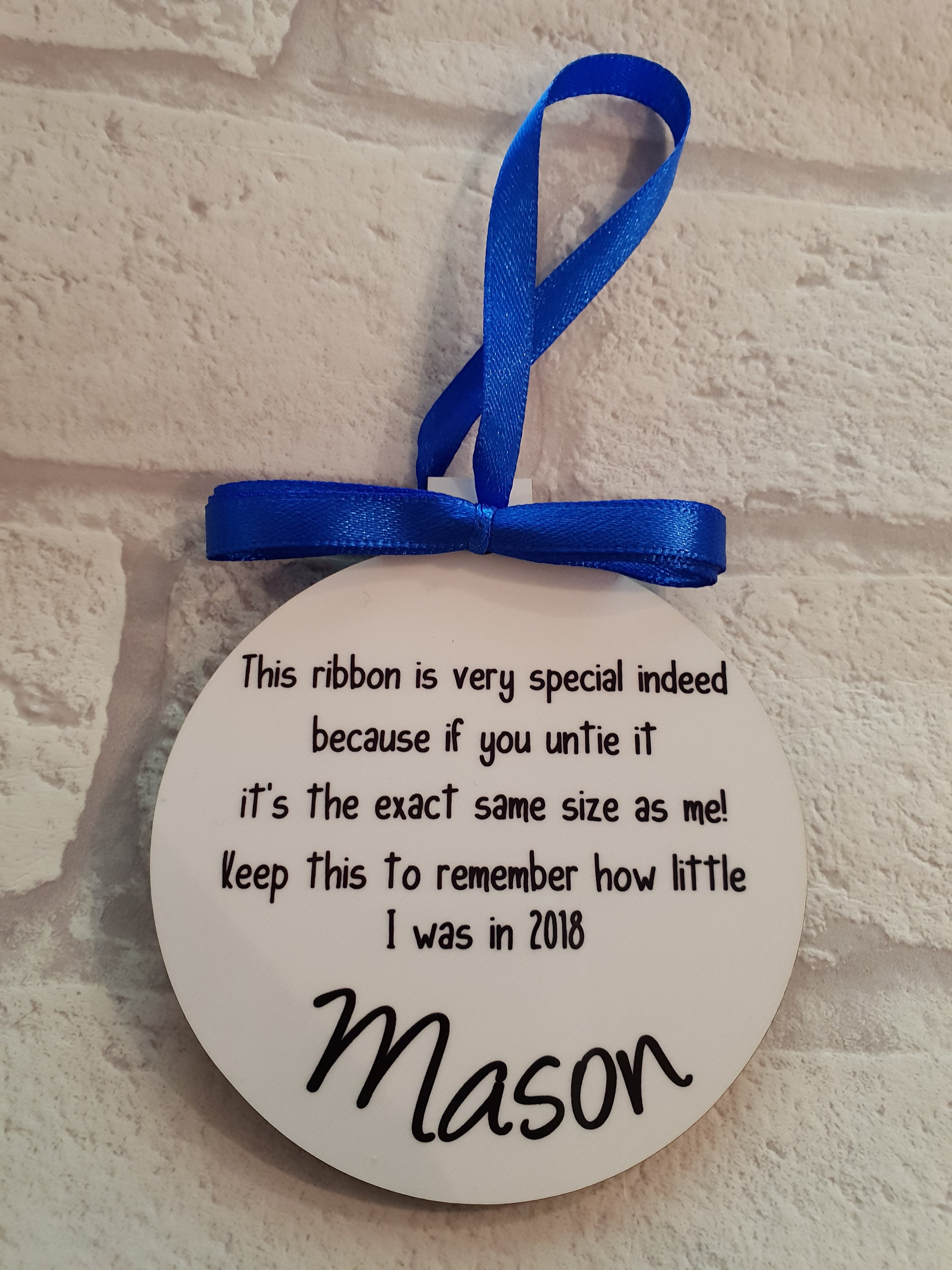 Personalised Height Memory Bauble - Keepsake Gift - Ribbon Measurement ...