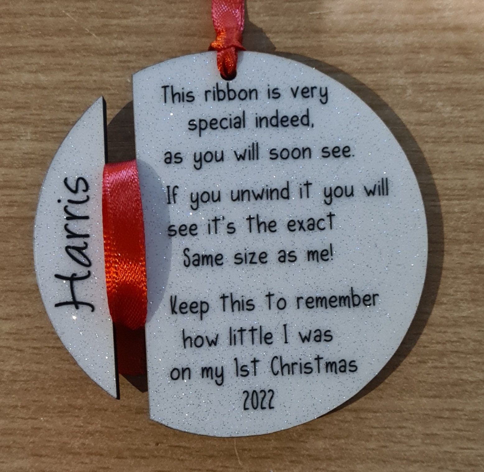 Personalised Height Memory Bauble - Keepsake Gift - Ribbon Measurement ...