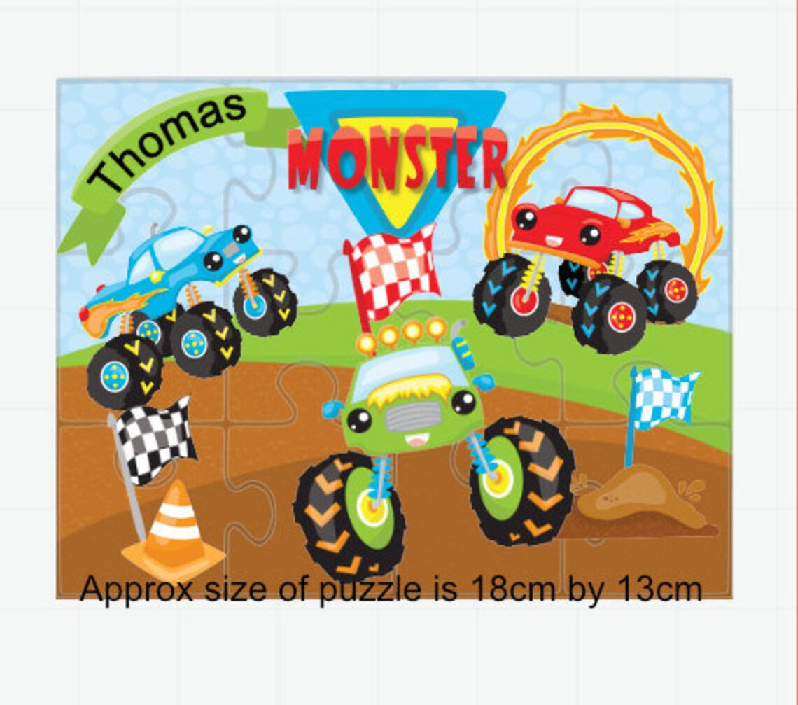 Personalised Monster Truck Jigsaw Puzzle Gift for Children - Etsy Australia