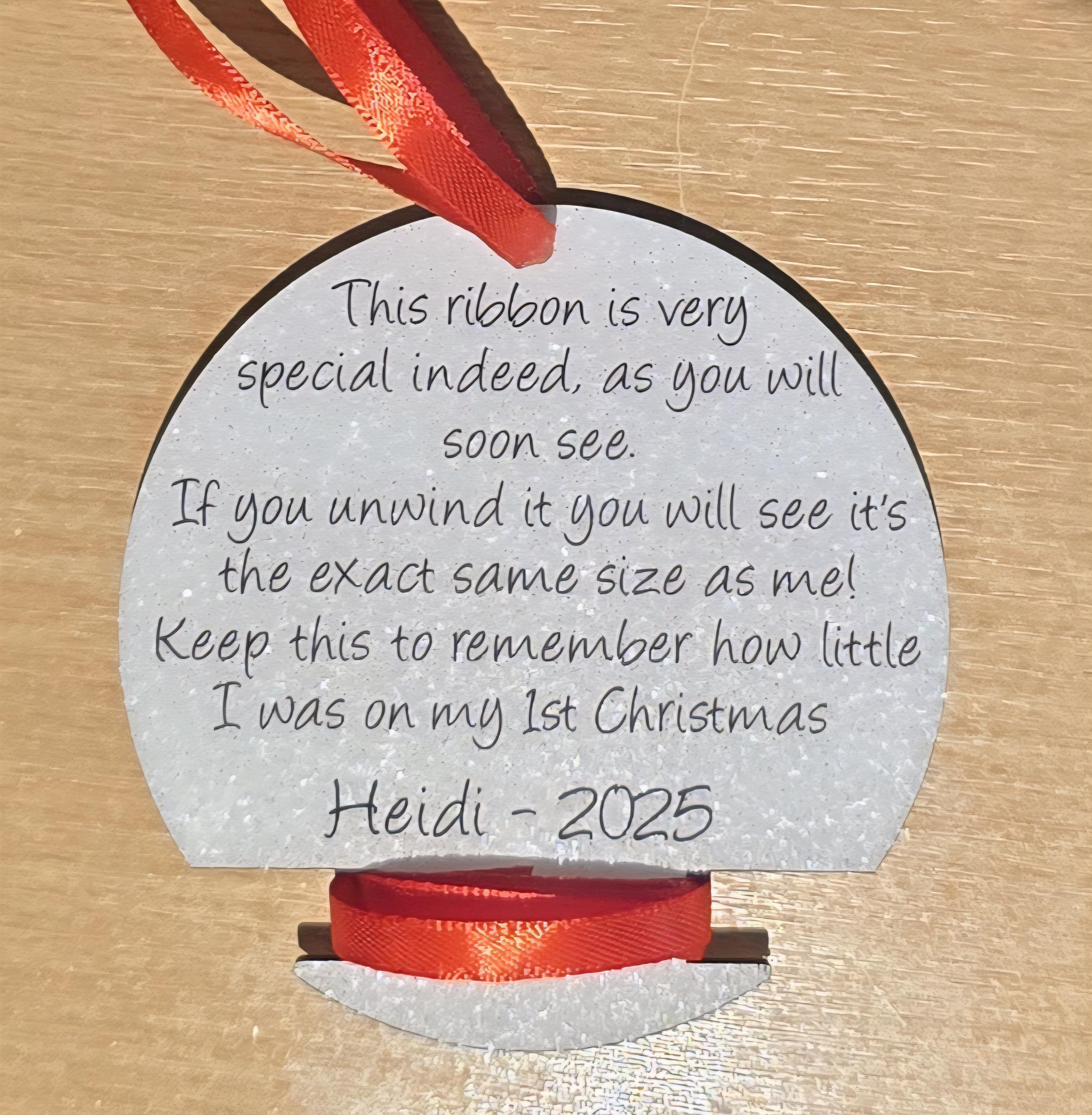 Personalised Height Memory Bauble - Keepsake Gift - Ribbon Measurement ...