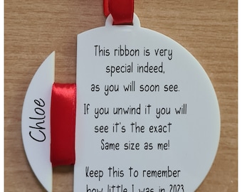 Personalised Height Memory Bauble - Keepsake Gift - Ribbon Measurement ...