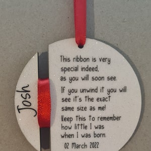 Personalised Height Memory Bauble - Keepsake Gift - Ribbon Measurement ...