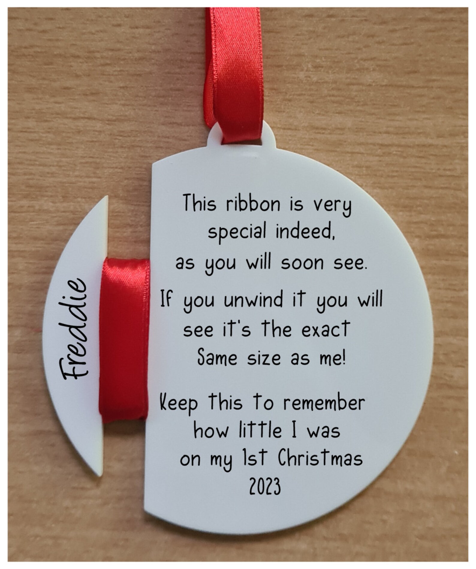 Personalised Height Memory Bauble - Keepsake Gift - Ribbon Measurement ...