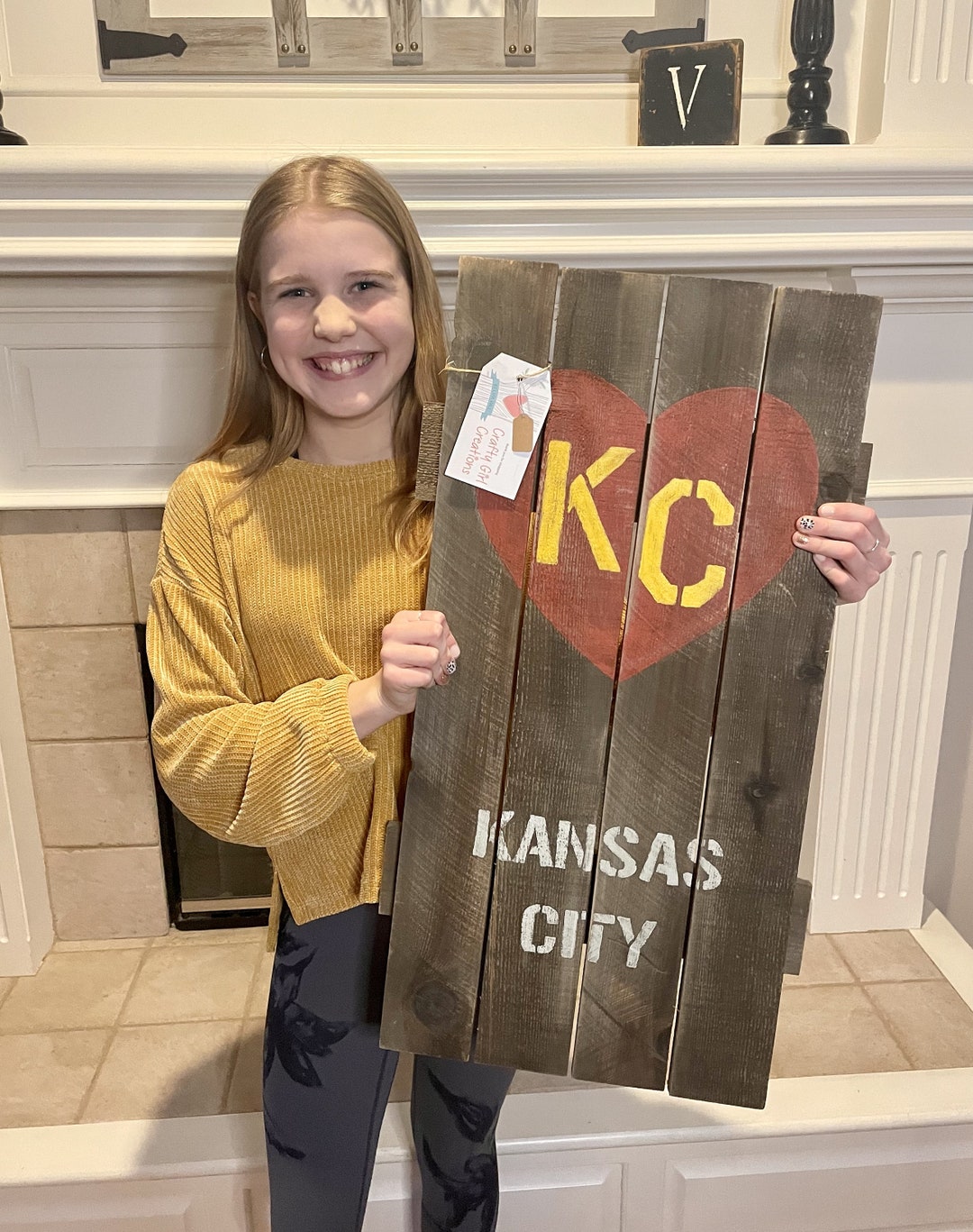 Kansas City 'KC Sign' on Upcycled Pallet Wood Handmade KC Heart Charlie ...