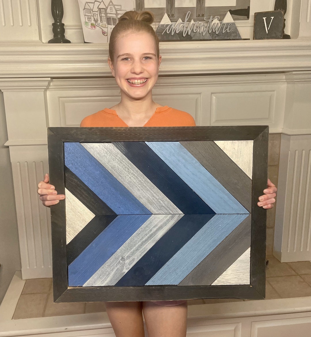 Upcycled Cedar Chevron Wall Art "granite Peaks" | Mosaic Pallet Wood ...