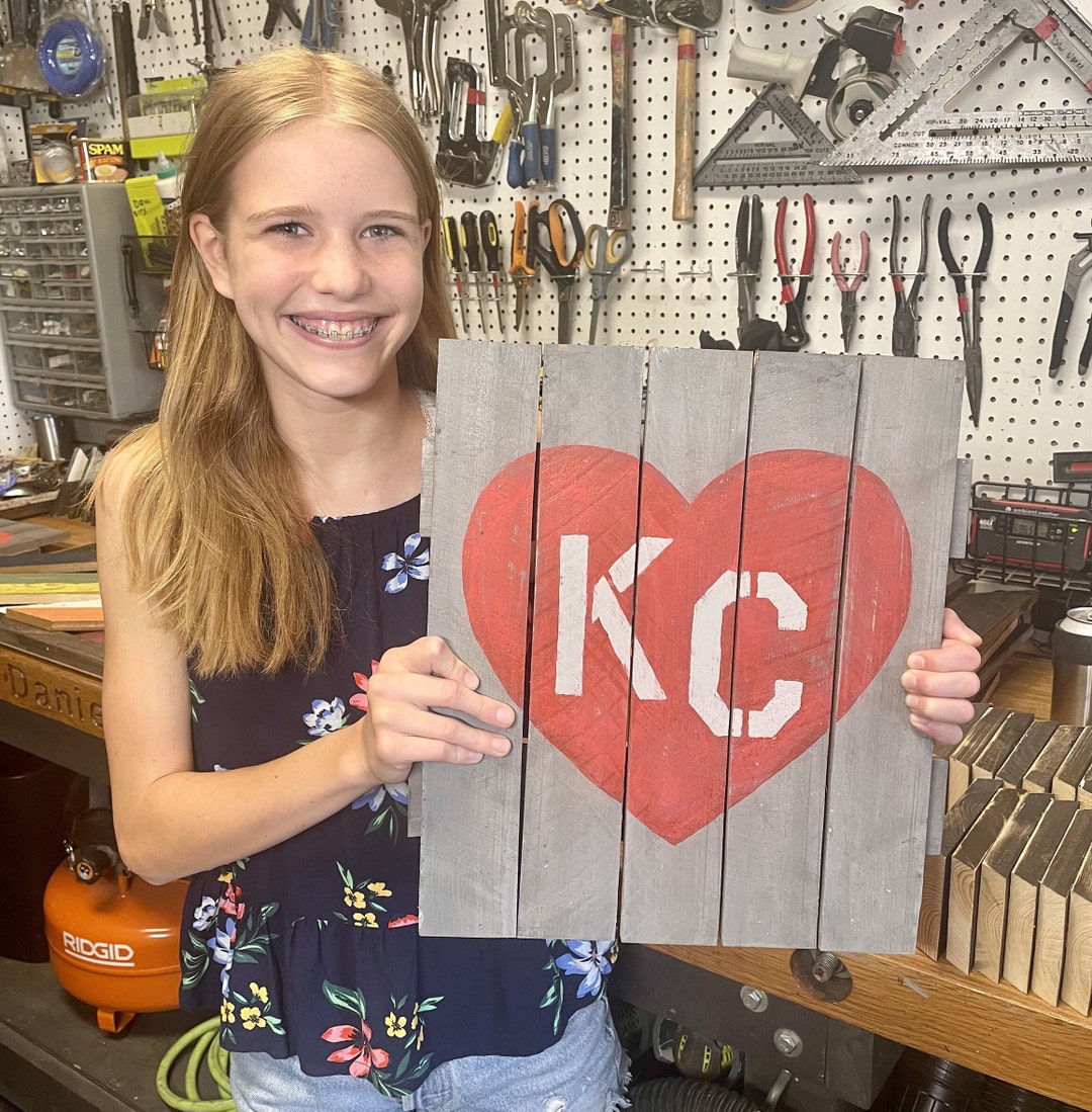 Vintage KC Heart Sign in Red-gray for Kansas City Chiefs | Charlie ...