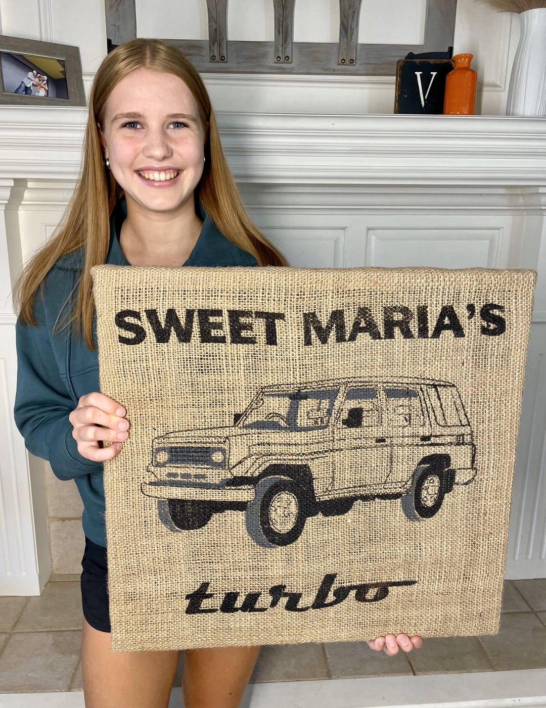 Bronco Jeep Turbo Handmade Authentic Framed Sweet Maria's Coffee Bag ...