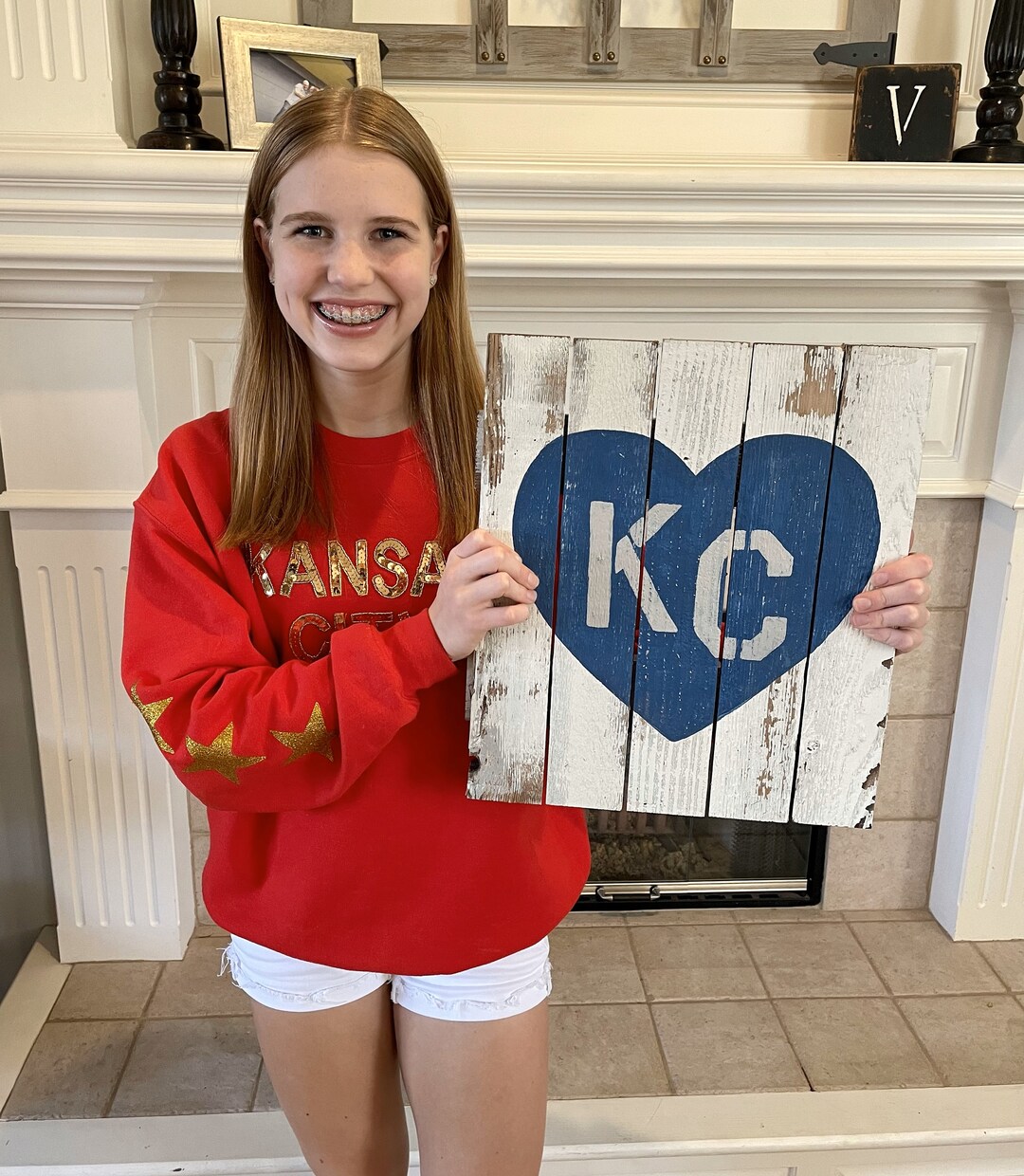 Vintage KC Heart Sign in Navy Blue and White for Royals Sporting KC ...