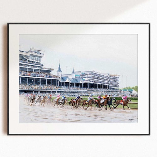 Kentucky Derby Print Churchill Downs Art on Watercolor Paper - Etsy