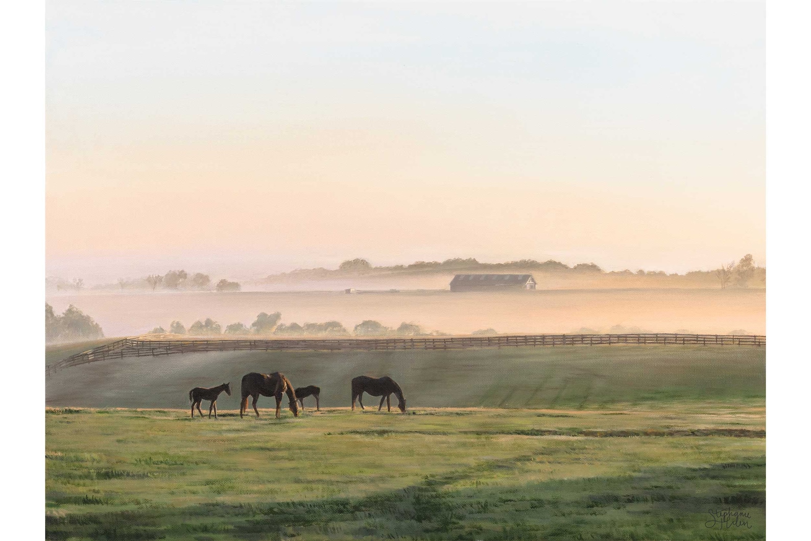 Fine Art Print of Original Oil Painting, Kentucky Horse Farm Landscape ...