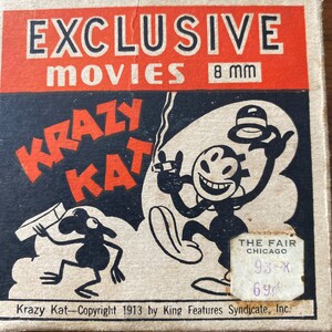 Antique Krazy Kat Cartoon Film Reel - 1930's Krazy Kat 8mm Film Reel and Box - Early Cartoons by ...