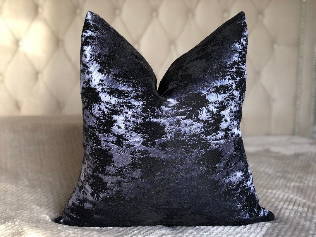 Luxury Ink Blue Abstract Cushion Covers Handmade Designer - Etsy