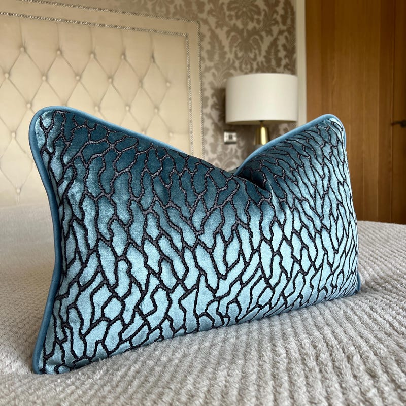 Teal Silver Black Pillow - Etsy UK