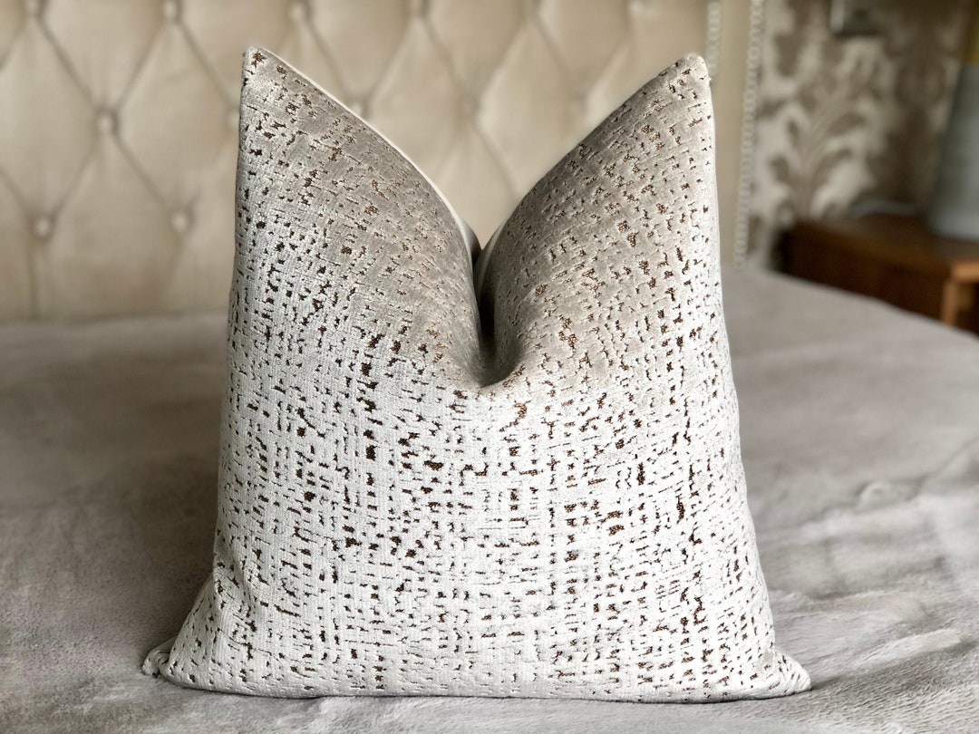 Luxury Textured Taupe Gold Velvet Cushion Cover Handmade Designer ...
