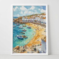 St Ives Harbour B&W Illustration - A4 and A3 Prints - Etsy
