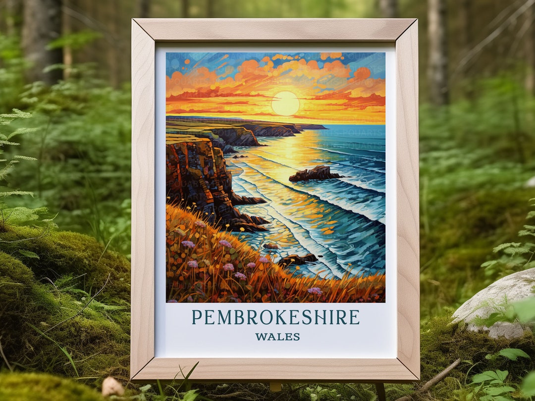 Pembrokeshire Wales Travel Poster Immerse Yourself in Masterpiece ...