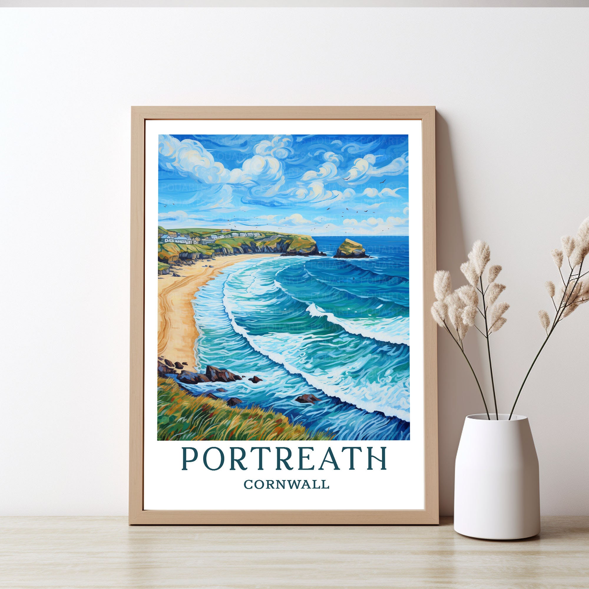 Portreath Cornwall Travel Poster Immerse Yourself in Masterpiece ...