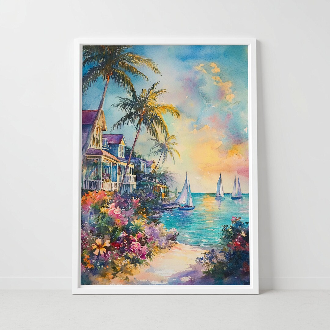Key West Print Poster, Florida Wall Art, USA Gift, Coastal Poster Print ...
