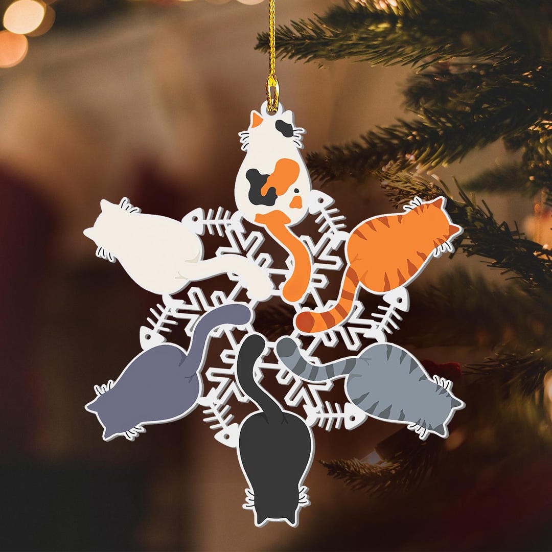 Personalized Cat Snowflake Ornamen, Customizable Snowflake Cat Types ...